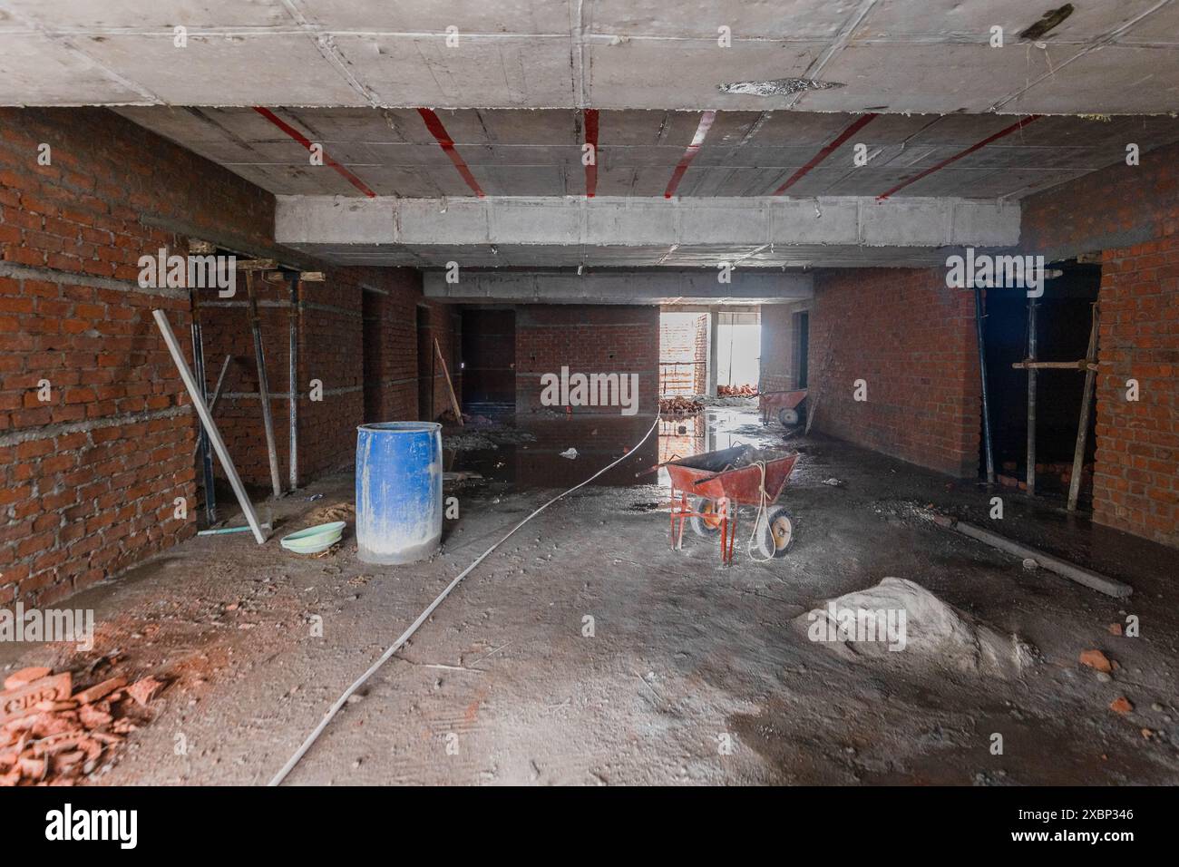 Interiors of hospital with no pillars under construction in India Stock ...