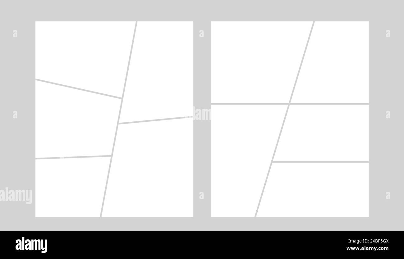 Photo grid collage frames template, moodboad layout, mosaic border ...