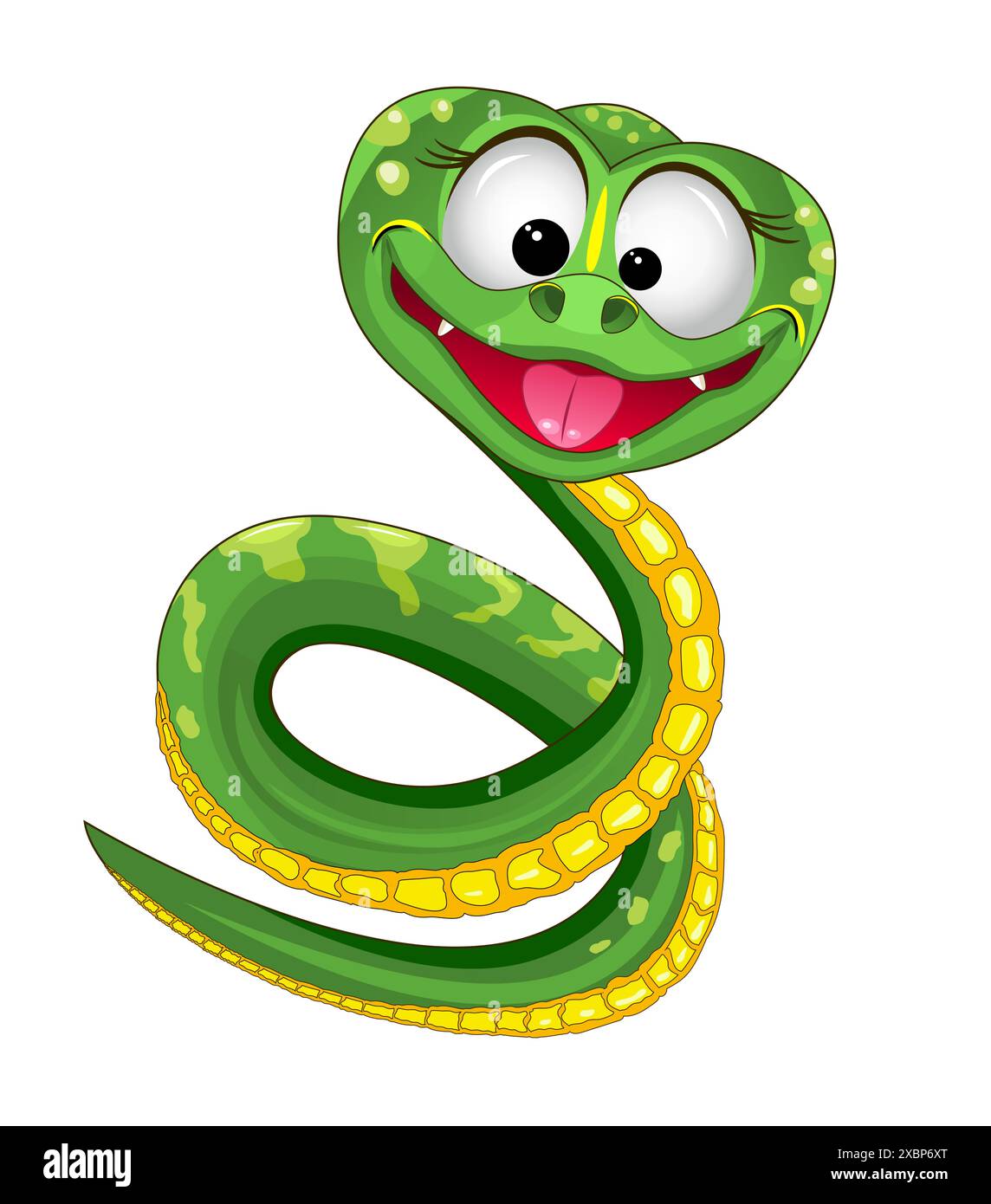 Cartoon smiling green snake on a white background Stock Vector Image ...