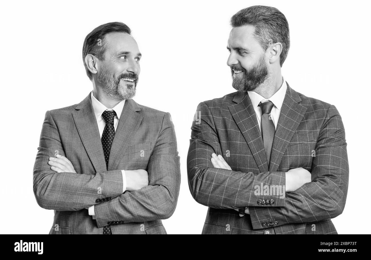 leadership of happy two businessmen isolated on white background ... leadership of happy two businessmen isolated on white background ...