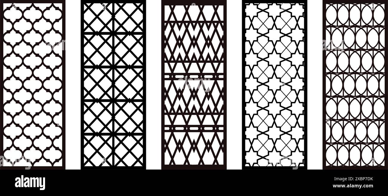 Decorative wall panels set, pattern with abstract flowers Stock Vector ...