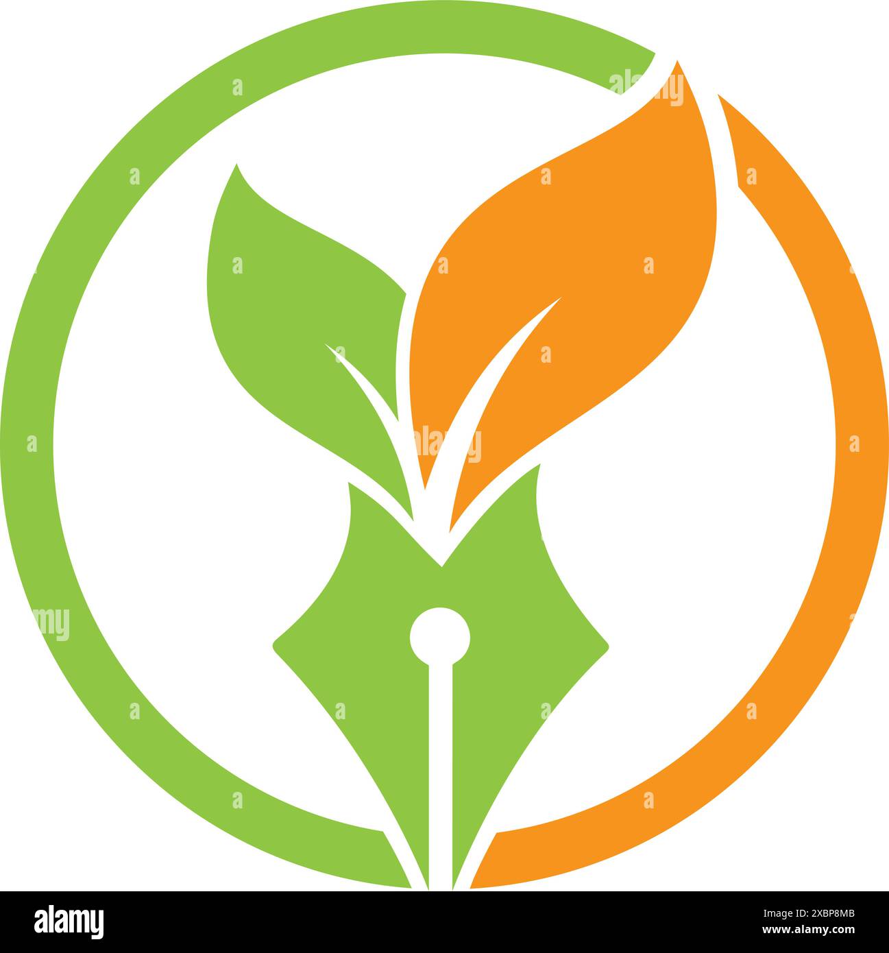 Green learning education care logo and icon design. Leaf and pen icon ...