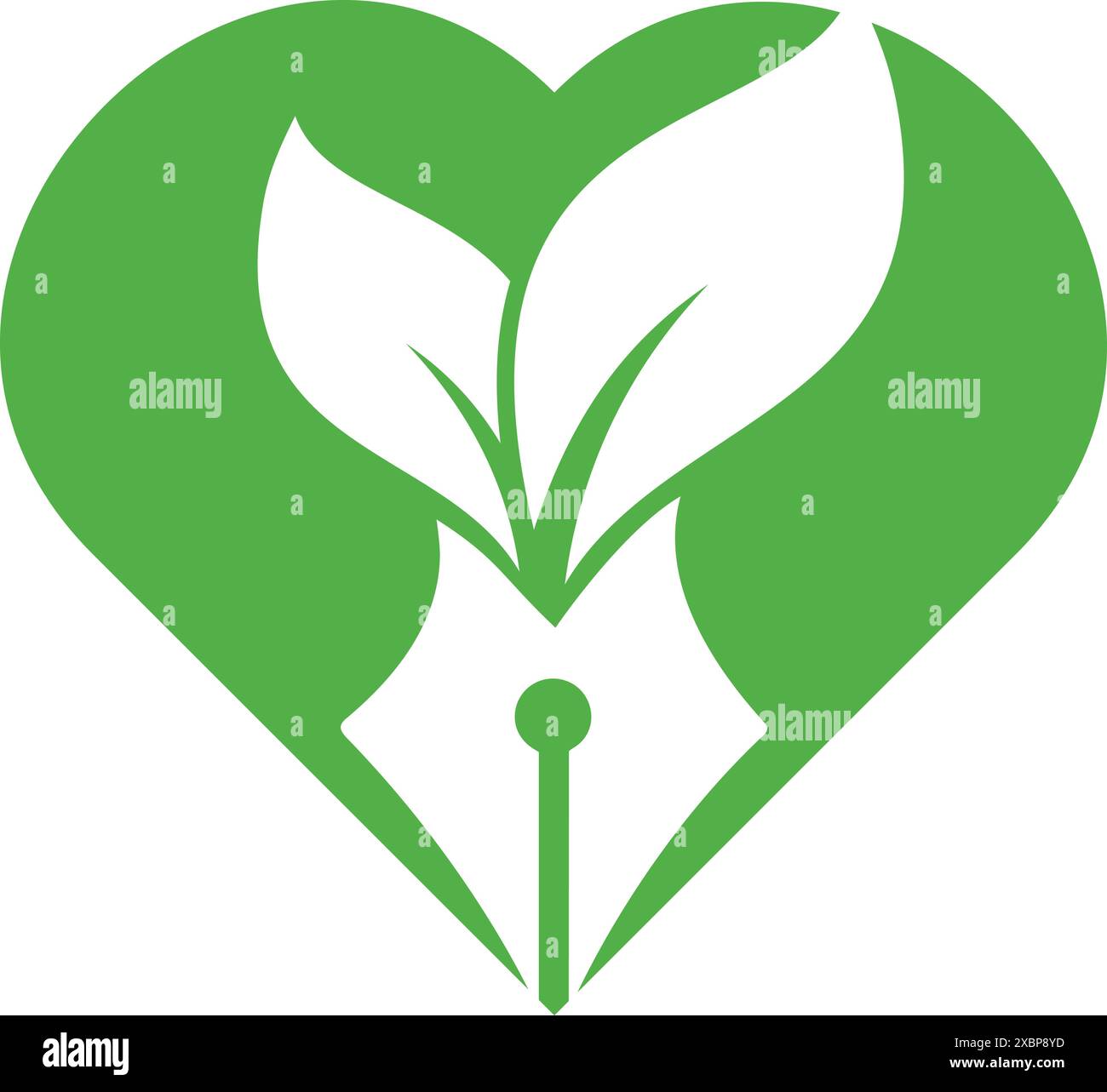 Green learning education care logo and icon design. Leaf and pen icon ...