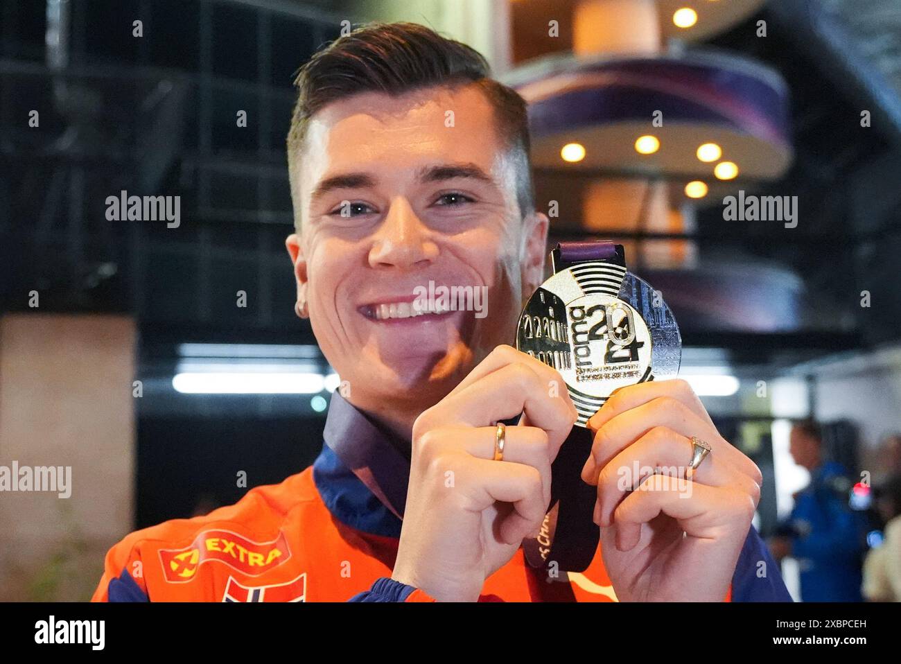 Rome, Italy 20240612. Jacob Ingebrigtsen with his Gold medal - 1500m ...