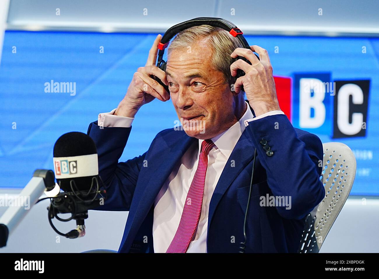 Reform UK leader Nigel Farage during LBC's, Nick Ferrari at Breakfast ...