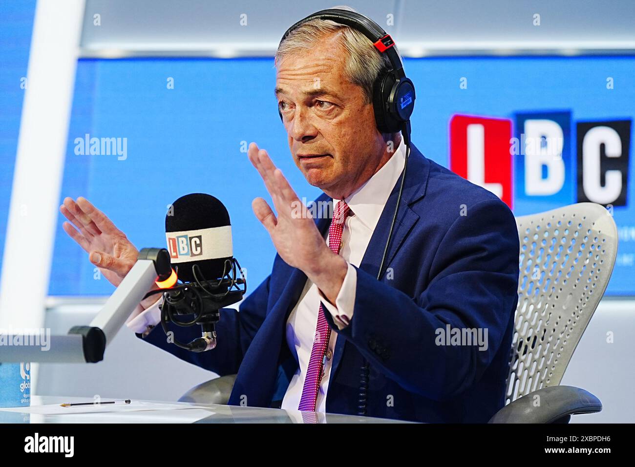 Reform UK leader Nigel Farage during LBC's, Nick Ferrari at Breakfast ...