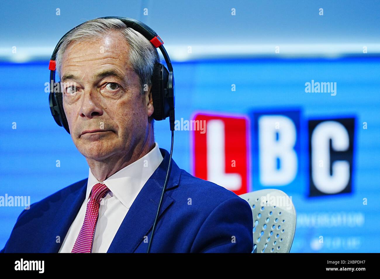 Reform UK leader Nigel Farage during LBC's, Nick Ferrari at Breakfast ...