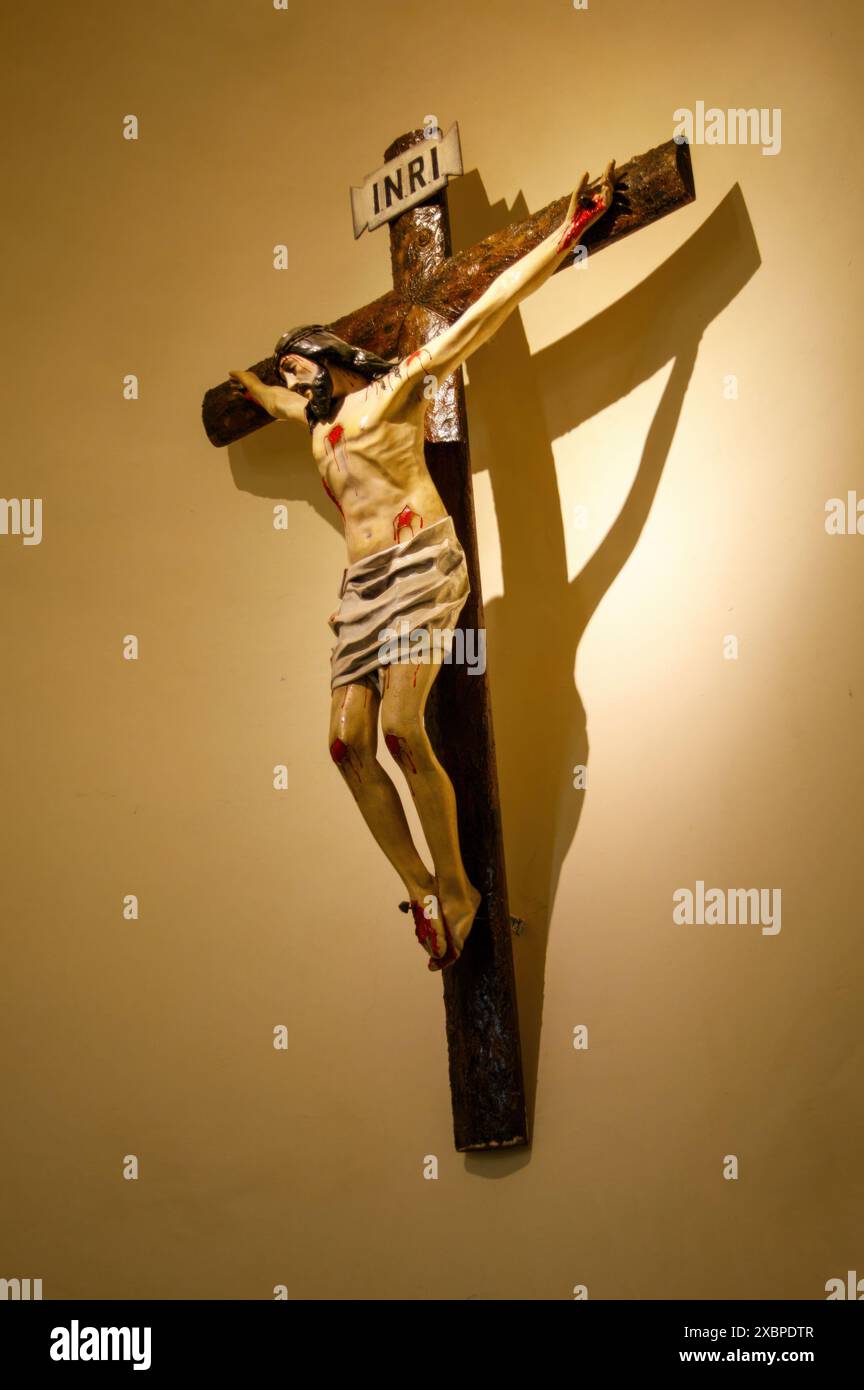 Depiction of jesus christ on the cross with the inri sign, symbolizing ...