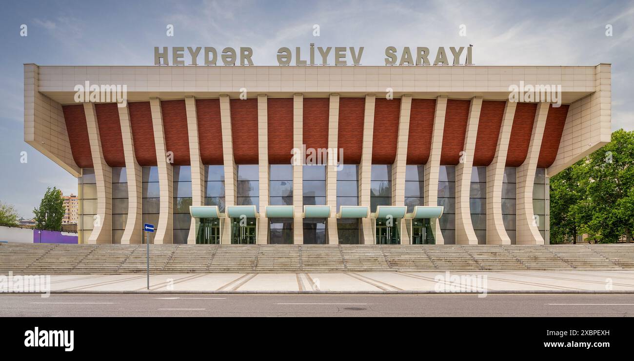 The heydar aliyev palace in baku blends soviet modernist and azerbaijani styles, showcasing the ...
