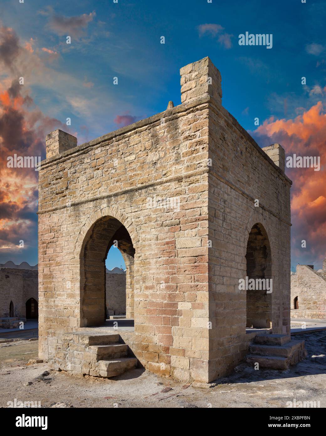 A view of the courtyard of the Ateshgah Fire Temple in Baku, Azerbaijan ...