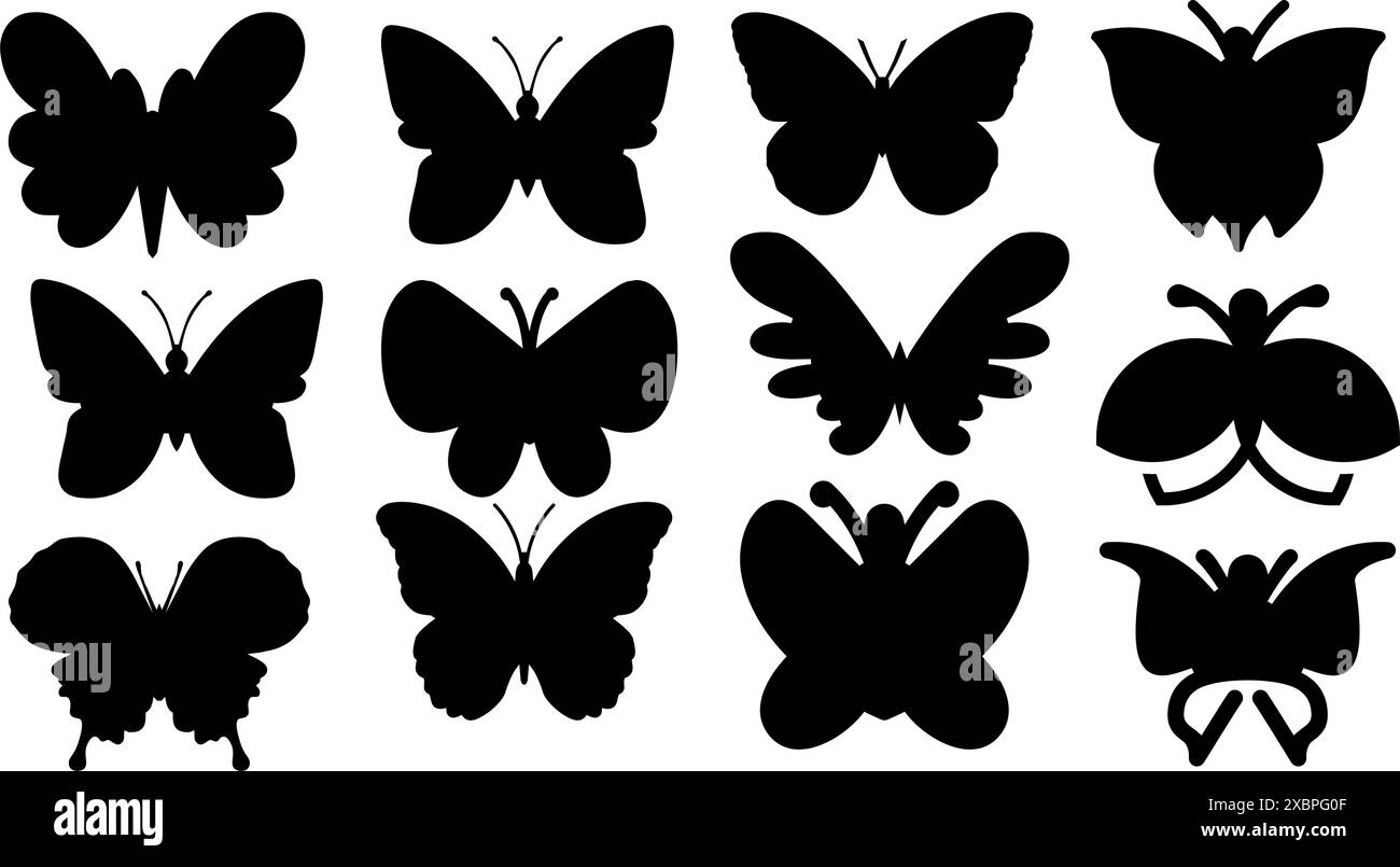 Butterfly silhouette set. butterfly vector illustration. butterfly isolated vector on white ...