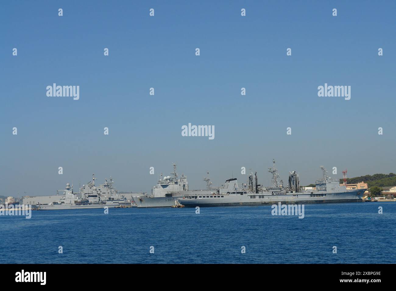 French military navy ships docked in the Toulon maritime base Stock ...
