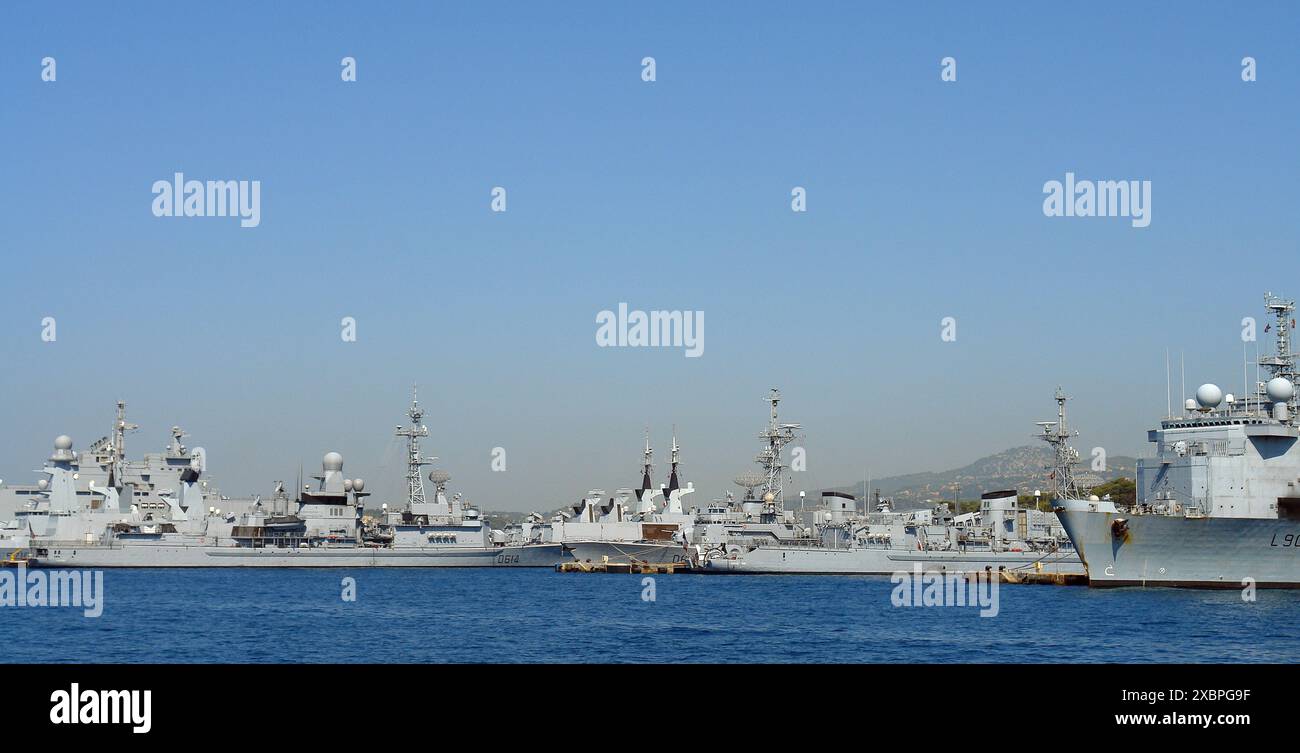 French military navy ships docked in the Toulon maritime base Stock ...
