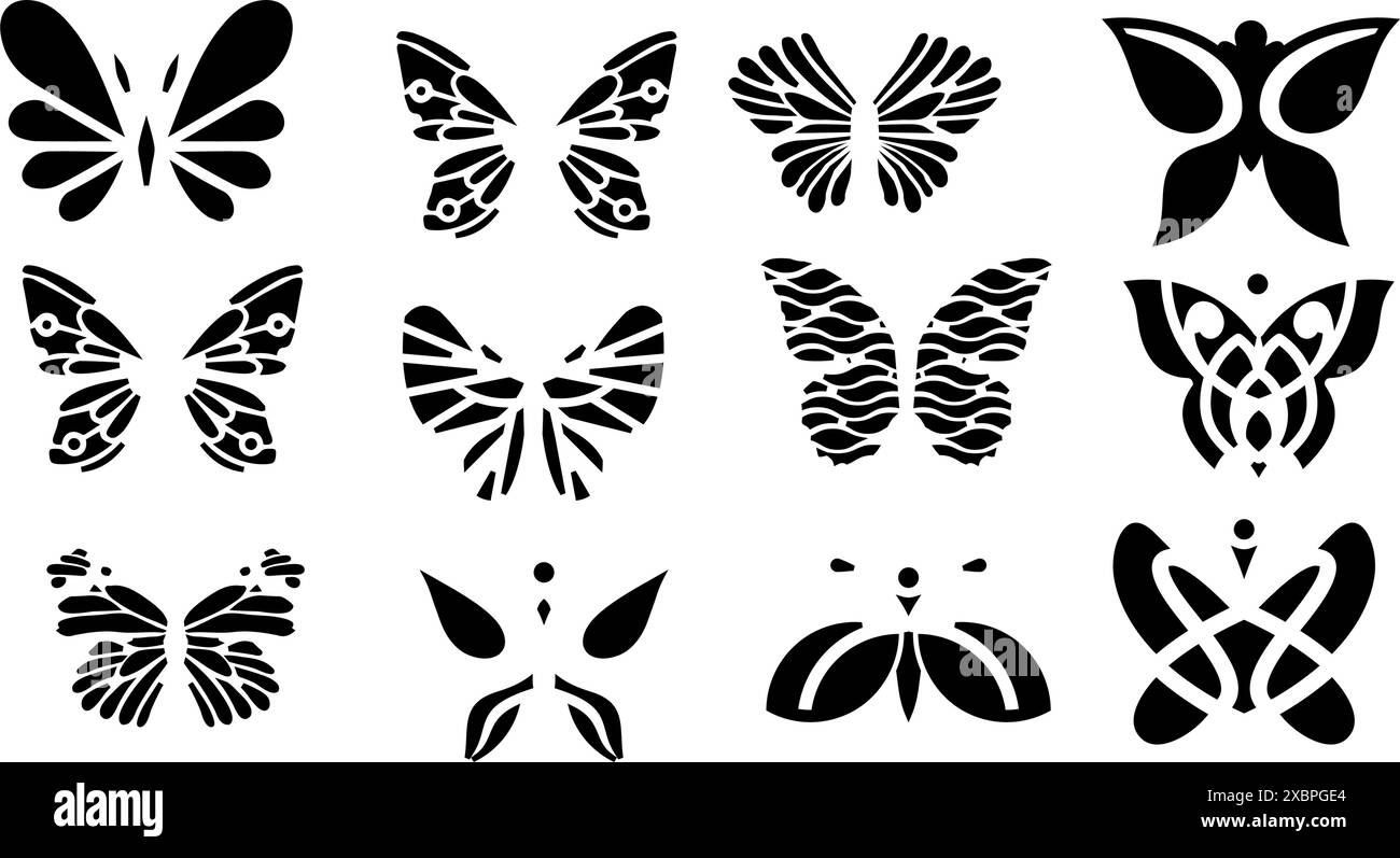 Butterfly Silhouette Set Butterfly Vector Illustration Butterfly