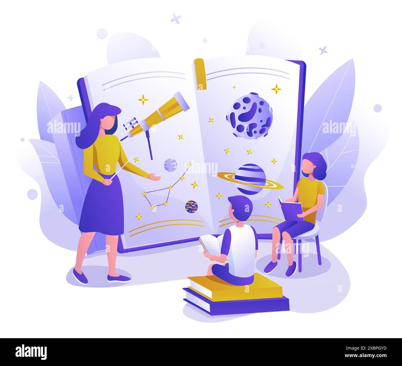 Astronomy for kids school lesson cartoon vector illustration Stock ...