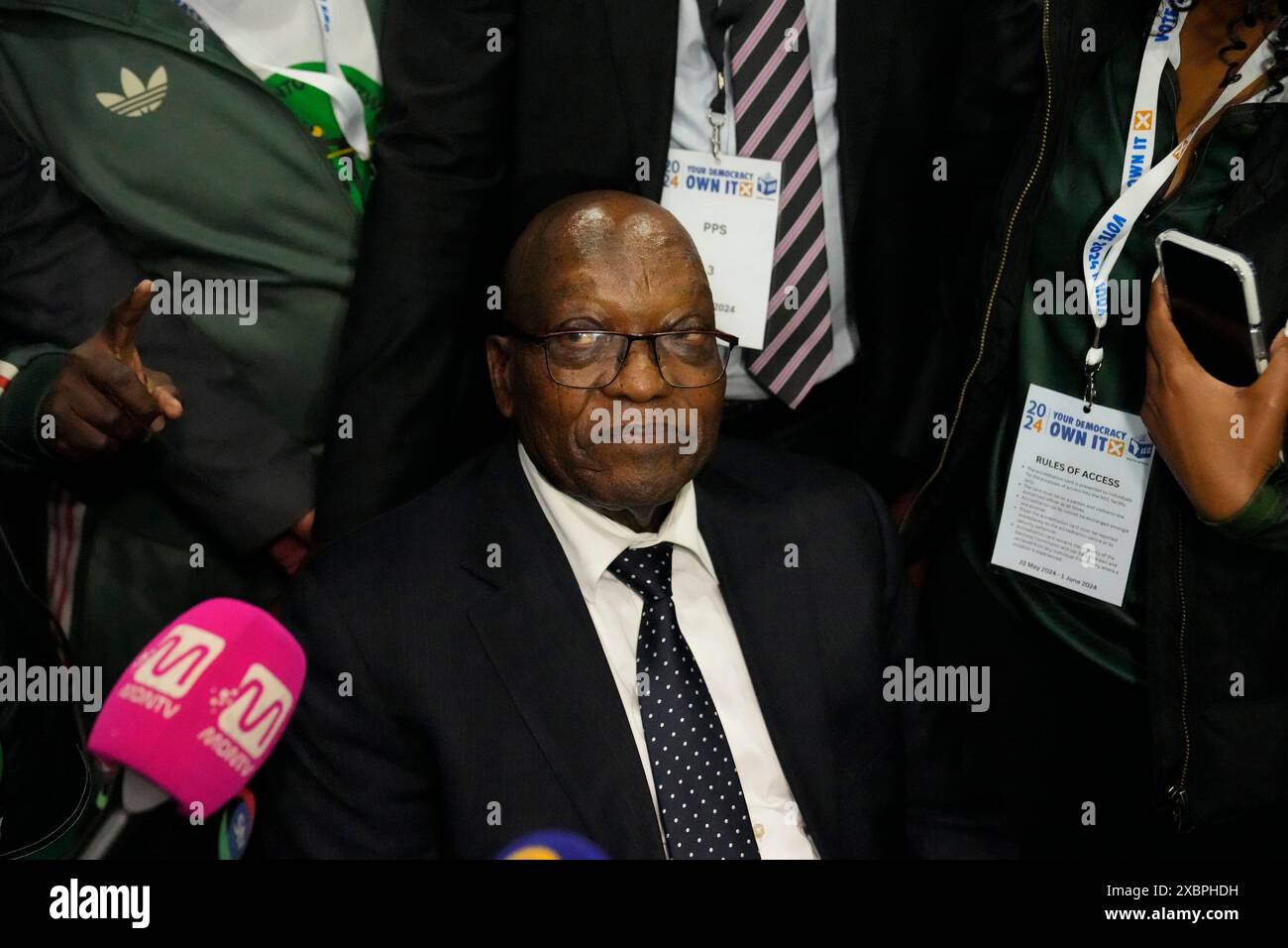 FILE — Former president and now leader of the MK Party, Jacob Zuma, looks on at the Results ...