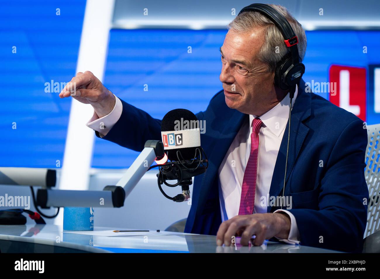 Reform UK leader Nigel Farage during LBC's, Nick Ferrari at Breakfast ...