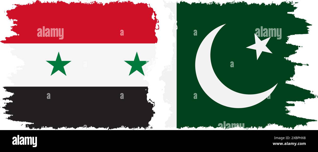 Pakistan and Syria grunge flags connection, vector Stock Vector Image ...