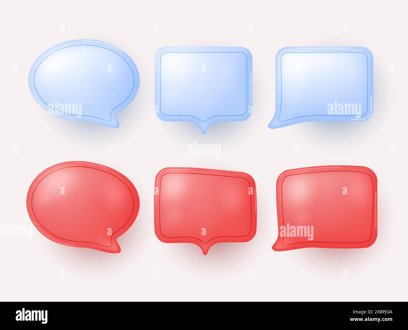 Collection of speech bubbles in red and blue colors. Chat dialogue or ...