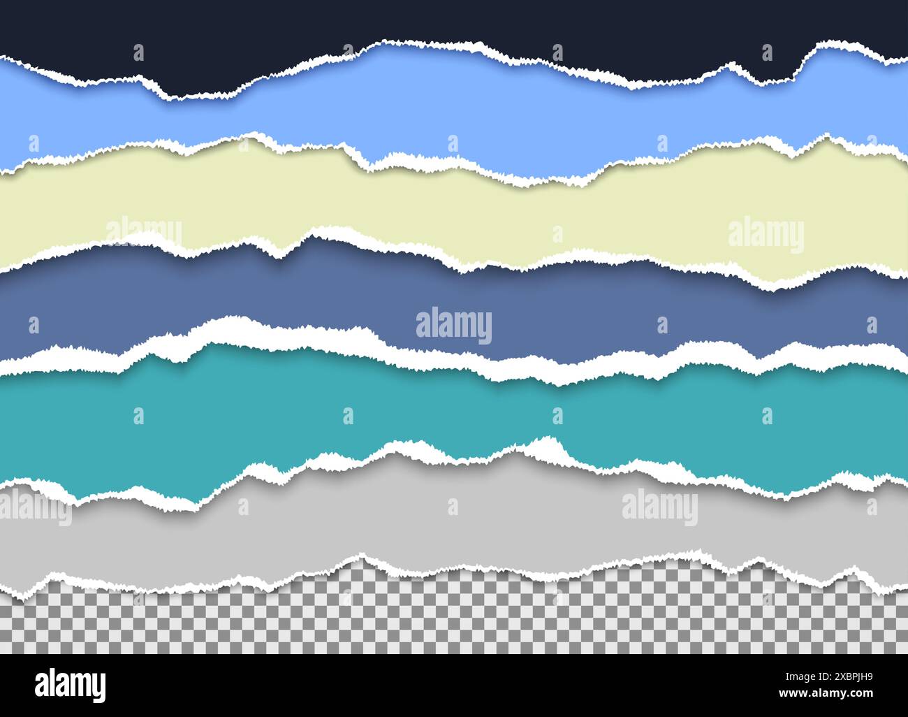 Scraps of paper with torn edges. A set of torn notes or scraps, torn ...