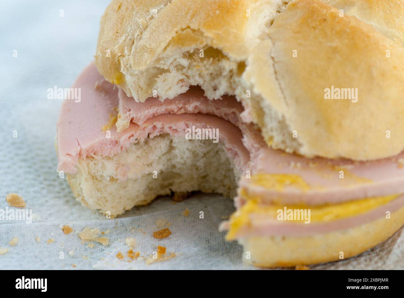 sandwich with poor quality salami parizer made of a paste consist in ...