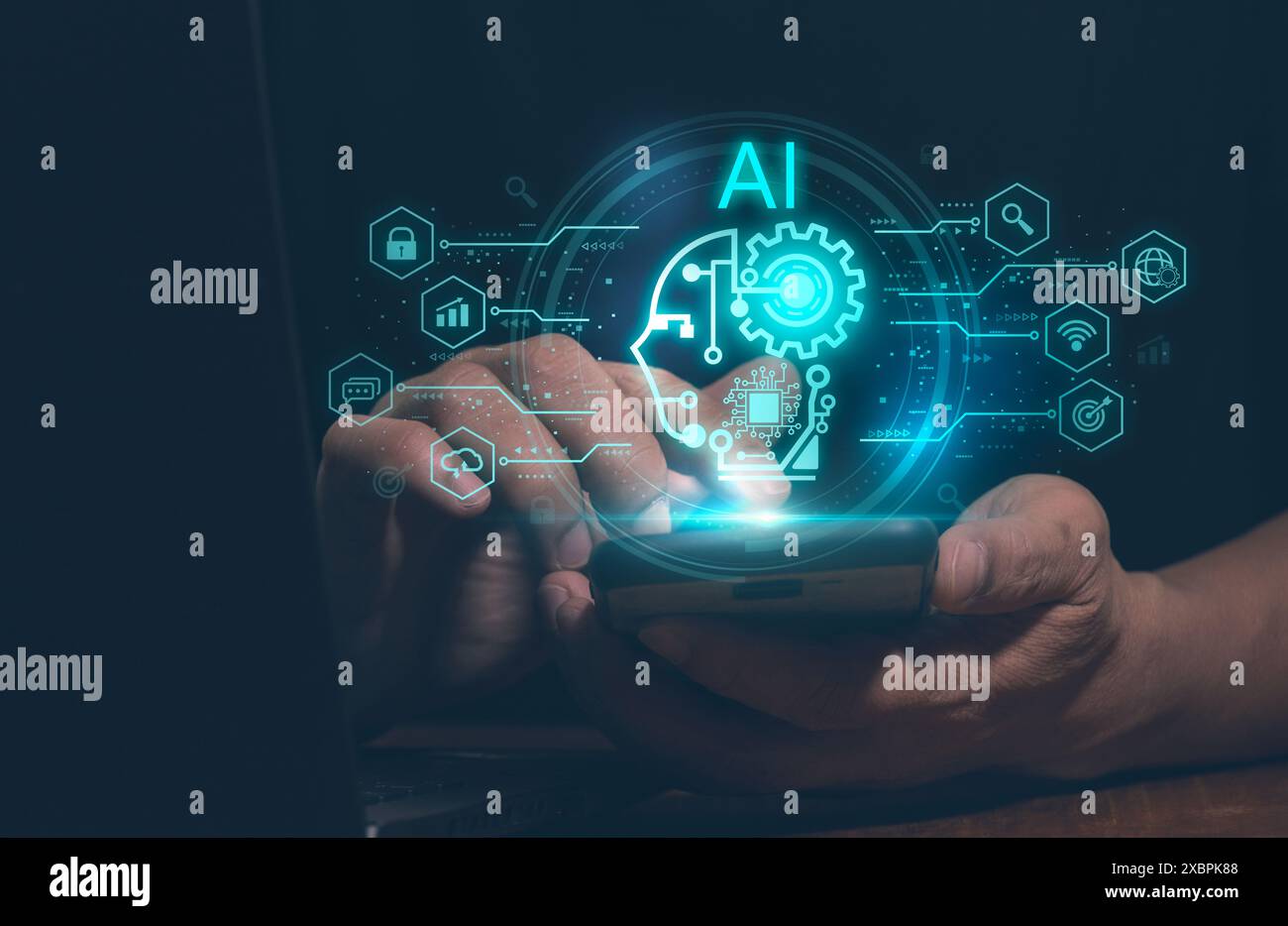 The use of AI technology or artificial intelligence Business uses AI ...