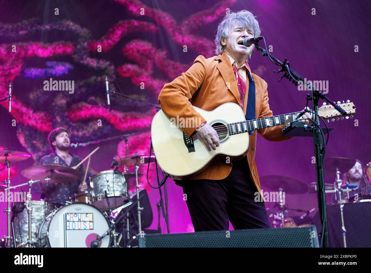 Crowded House led by Neil Finn, are pictured performing their decades ...