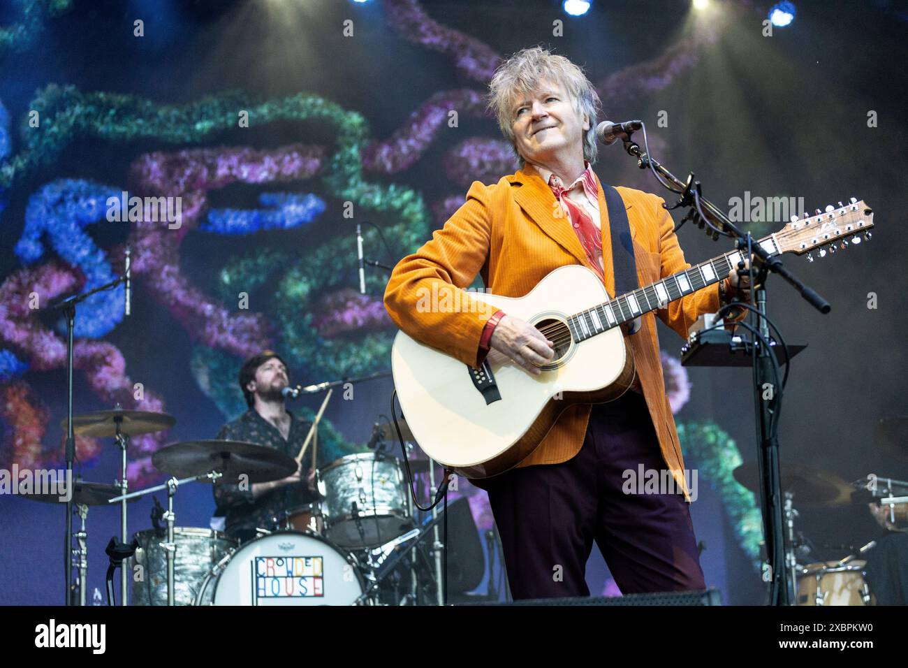 Crowded House led by Neil Finn, are pictured performing their decades ...