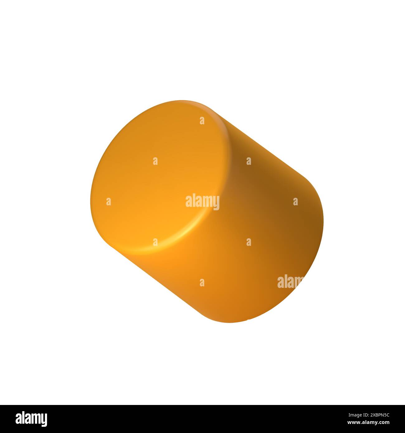 Abstract yellow 3D cylinder illustration, isolated on clean background ...