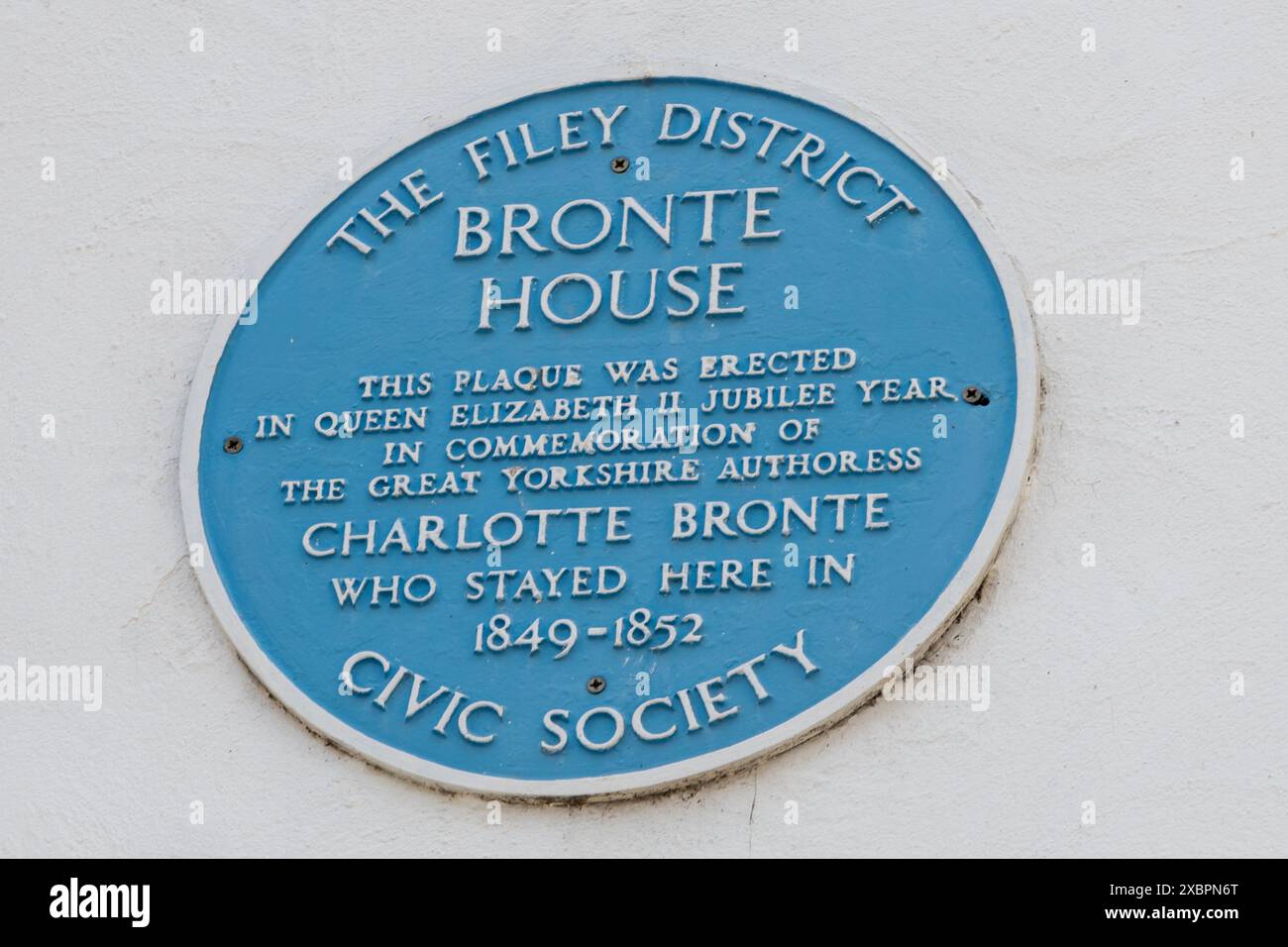 Charlotte bronte blue plaque hi-res stock photography and images - Alamy