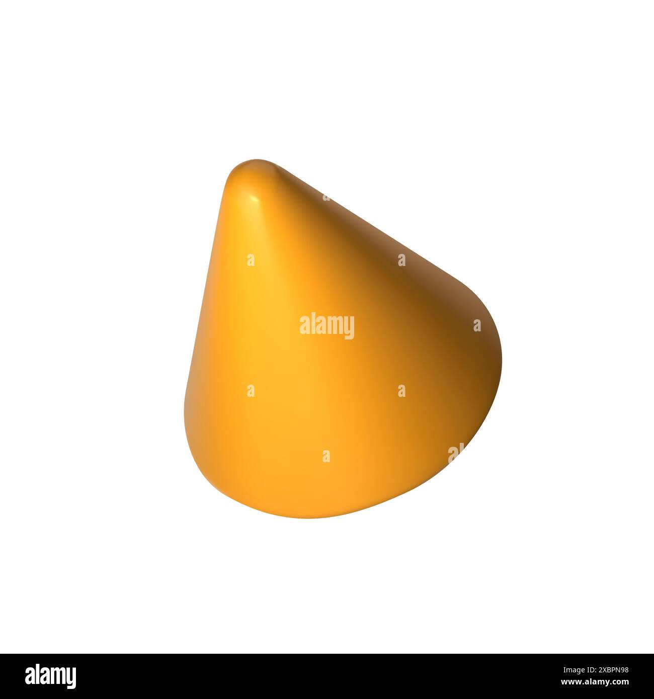Abstract yellow 3D cone illustration, isolated on white background ...