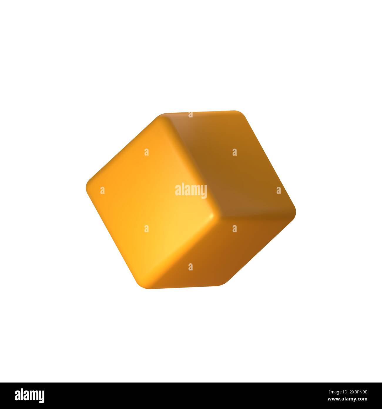 Abstract yellow 3D cube illustration, isolated on white background ...