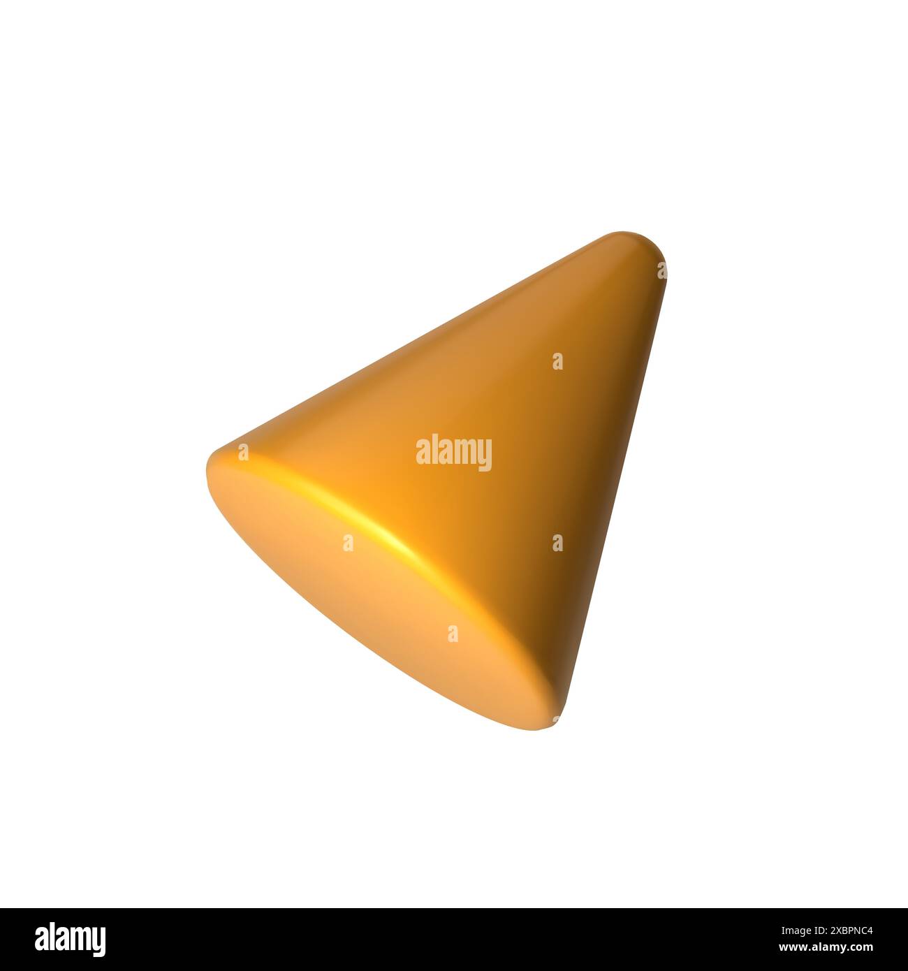 Abstract yellow 3D cone illustration, isolated on white background ...