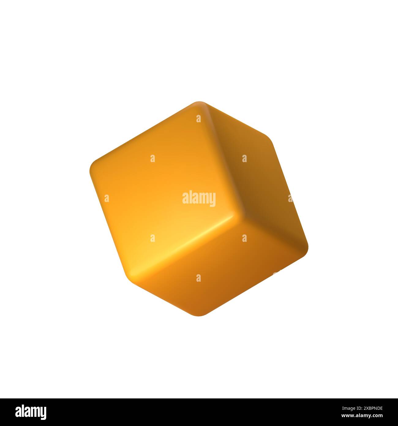 Abstract yellow 3D cube illustration, isolated on white background ...