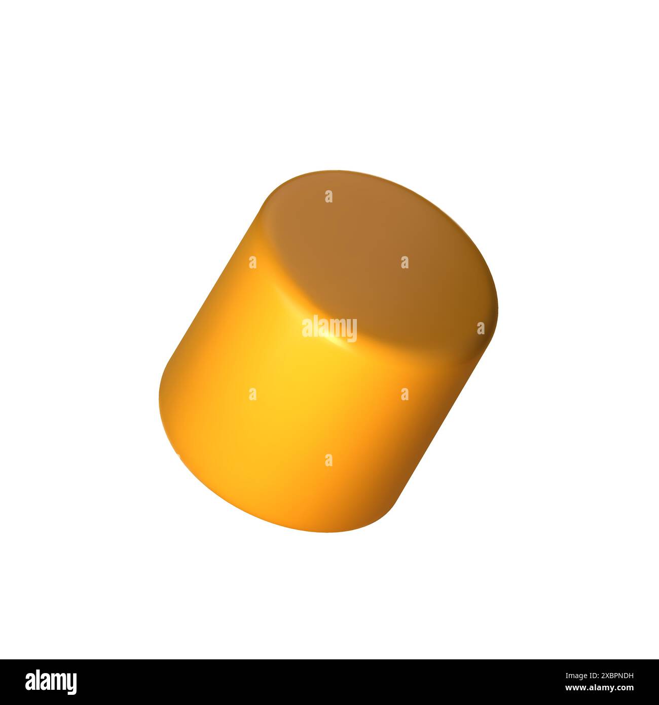 Abstract yellow 3D cylinder illustration, isolated on clean background ...