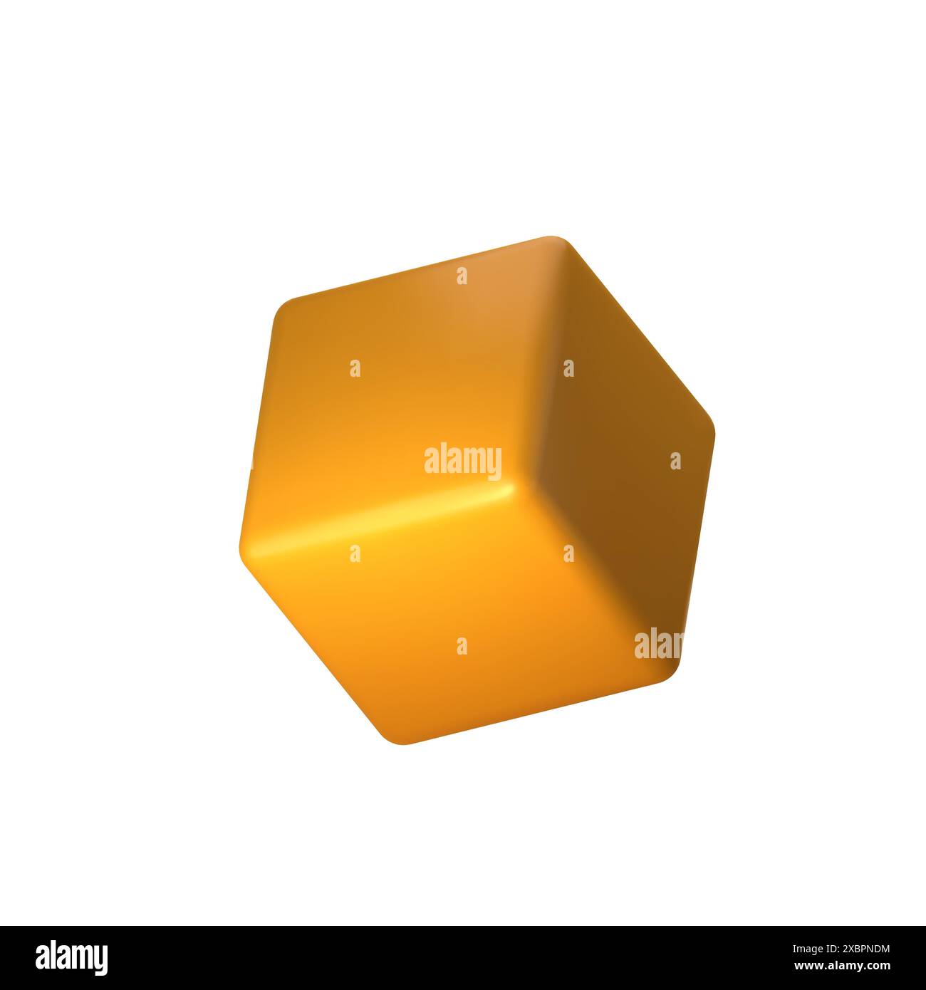 Abstract yellow 3D cube illustration, isolated on white background ...