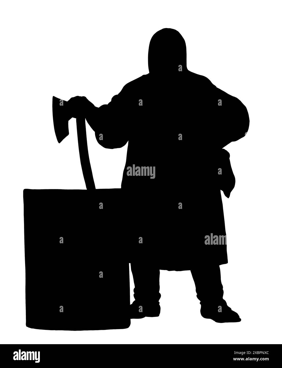 Black silhouette of an medieval butcher at work. Old professions Stock ...