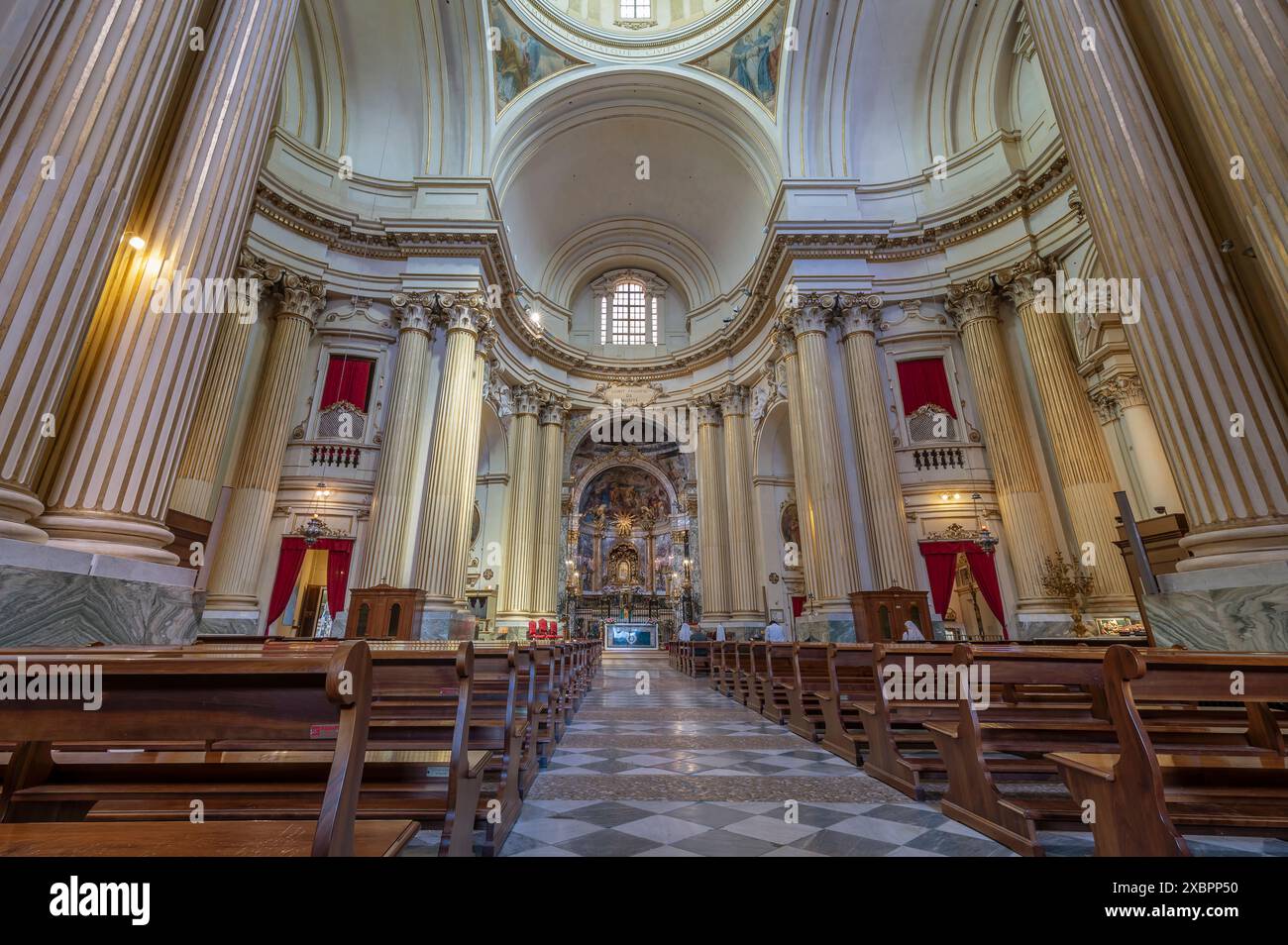 The interior of the Sanctuary of the Blessed Virgin of San Luca ...