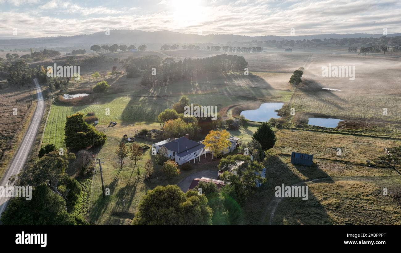 Beautiful Panorama of Farmscape at Dawn Stock Photo - Alamy