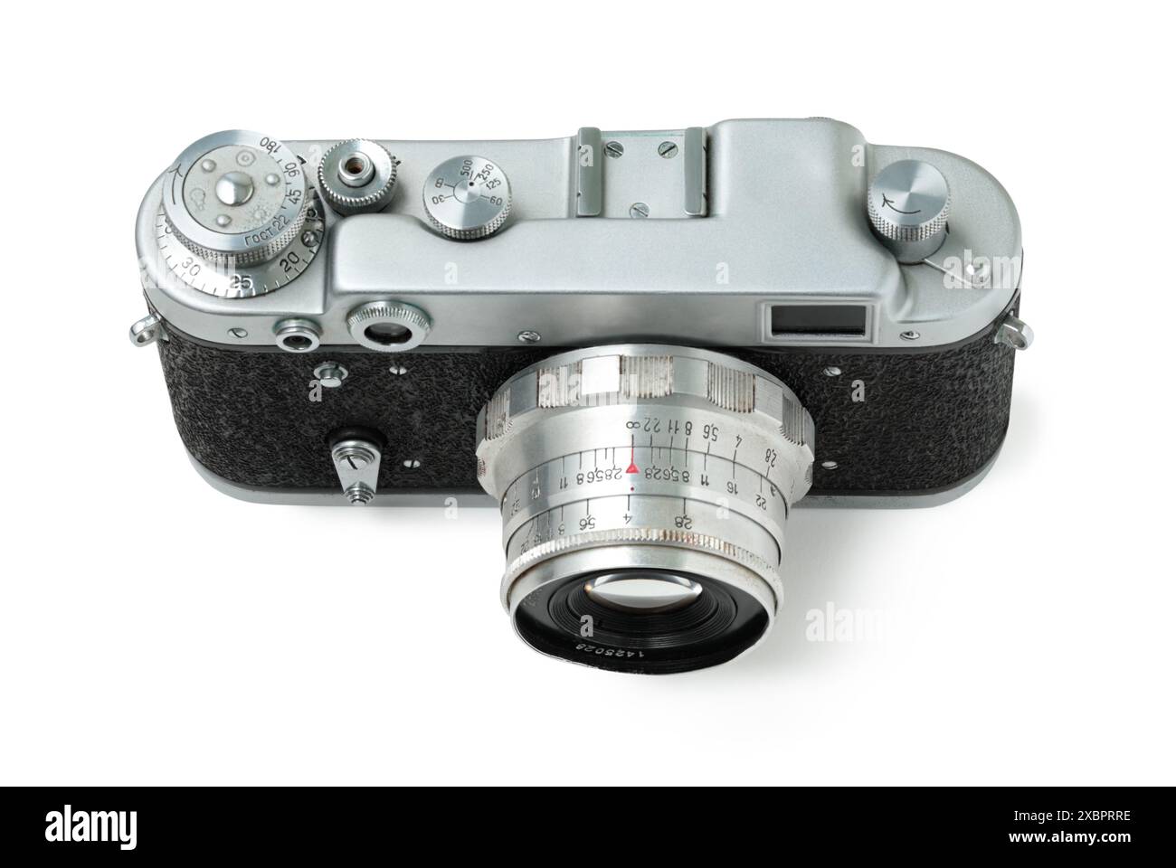 Retro photo camera isolated on a white background, top view, retro ...