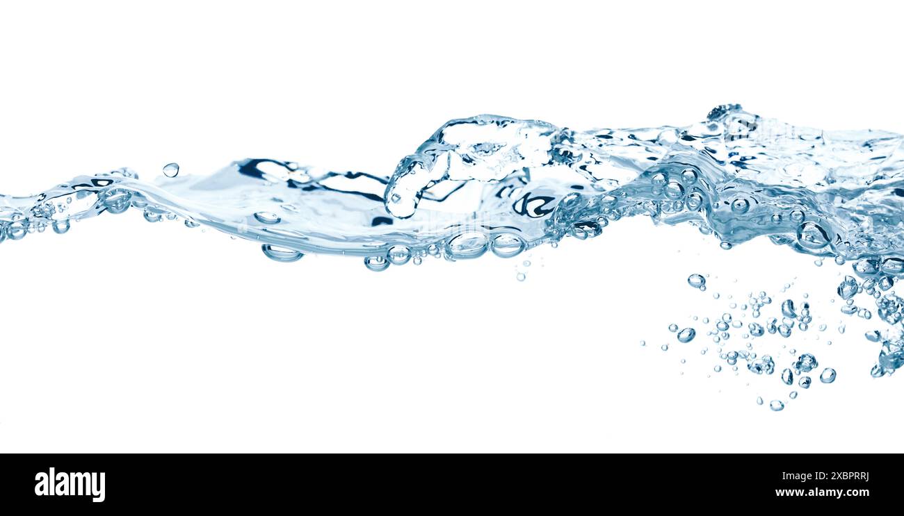 Water wave isolated on a white background close-up, clean drinking ...