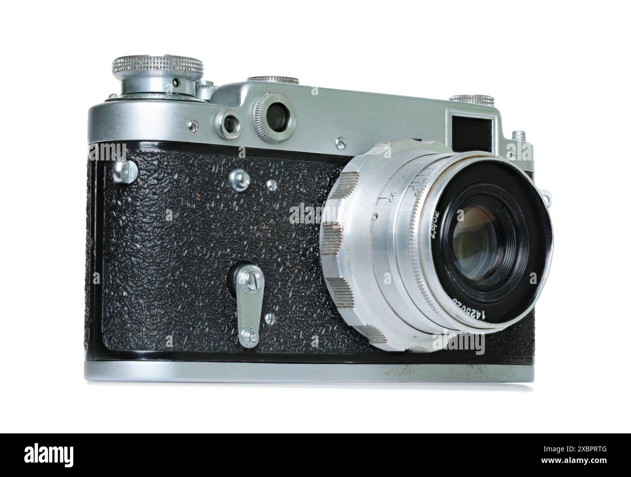 Retro photo camera isolated on a white background, side view, retro ...