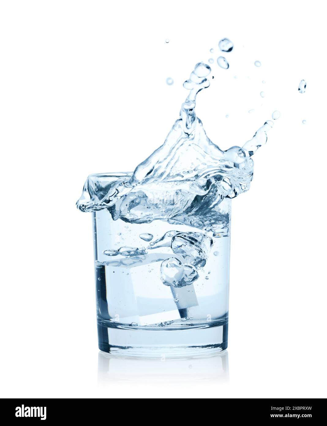 Falling Ice Cubes into the Glass of Water with splash, isolated on a white background Stock ...