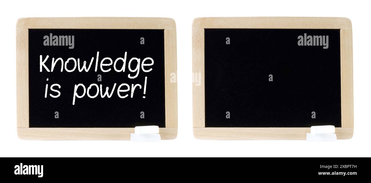 Set of Blackboards with chalk words Knowledge is power, isolated on a ...