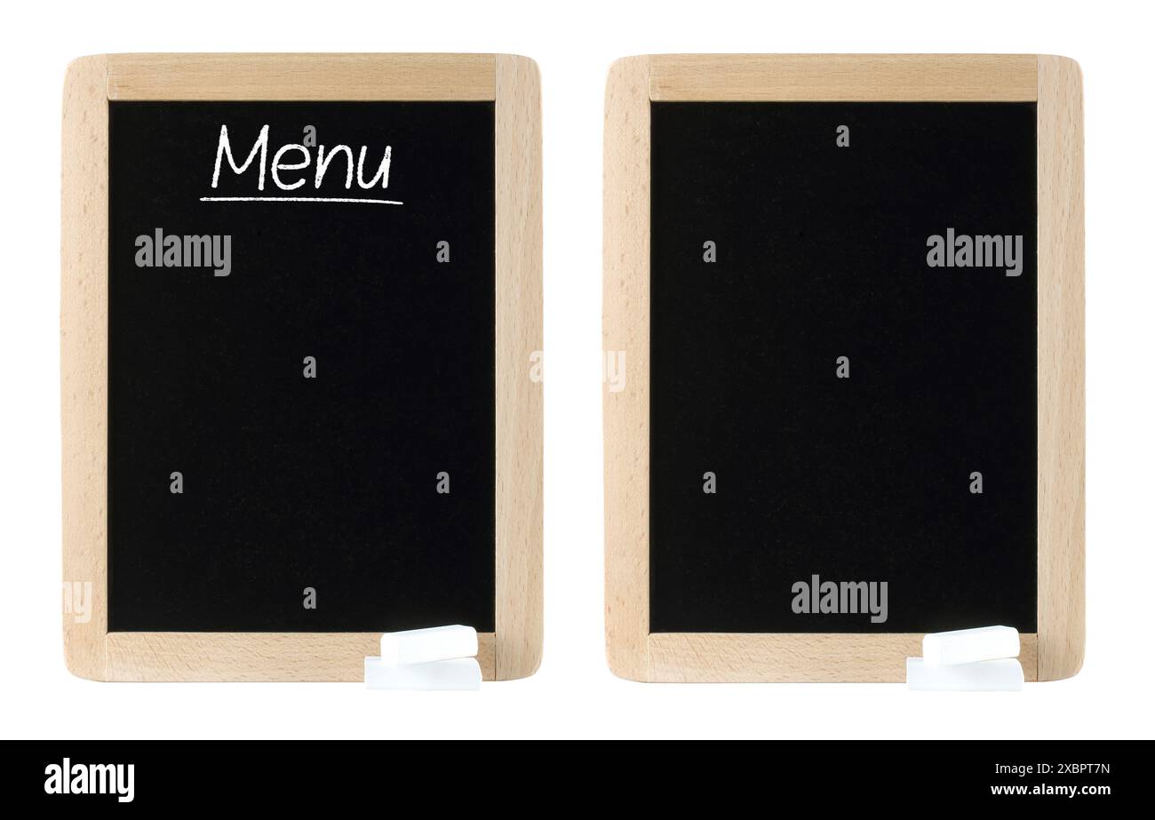 Set of Menu blackboard with white chalks, isolated on a transparent ...