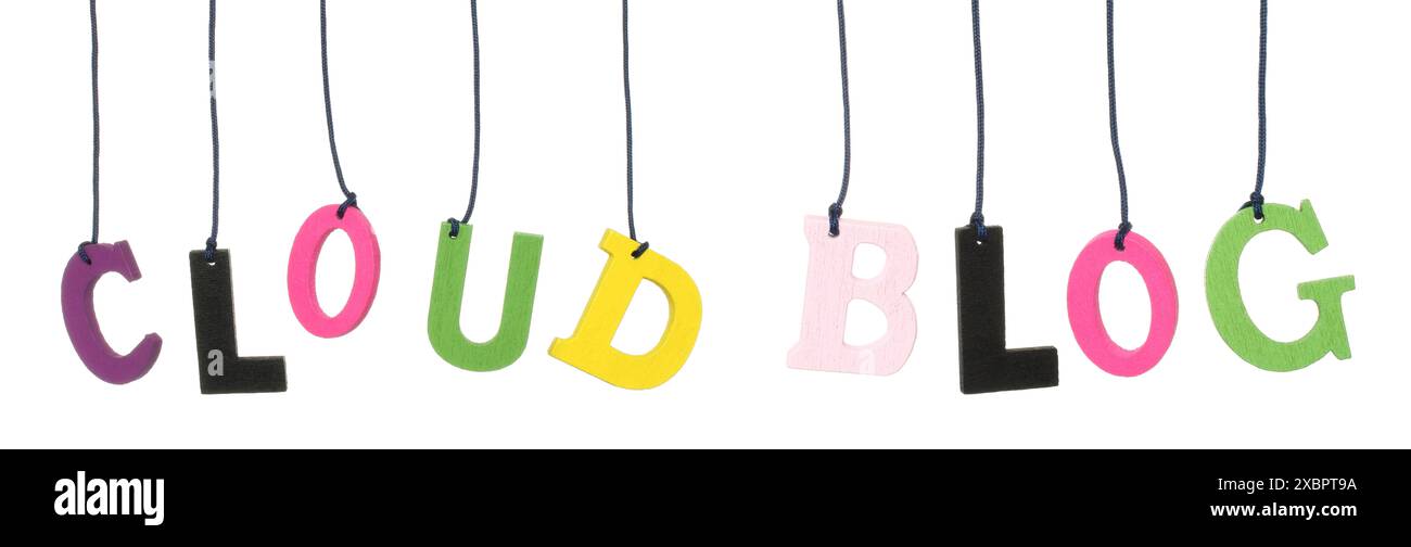 Set of Color Hanging Wooden Letters, which forming a Cloud and Blog ...