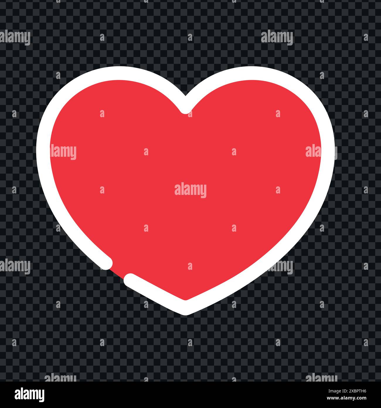 Heart line icon. Red heart outline on transparent background. Vector ...