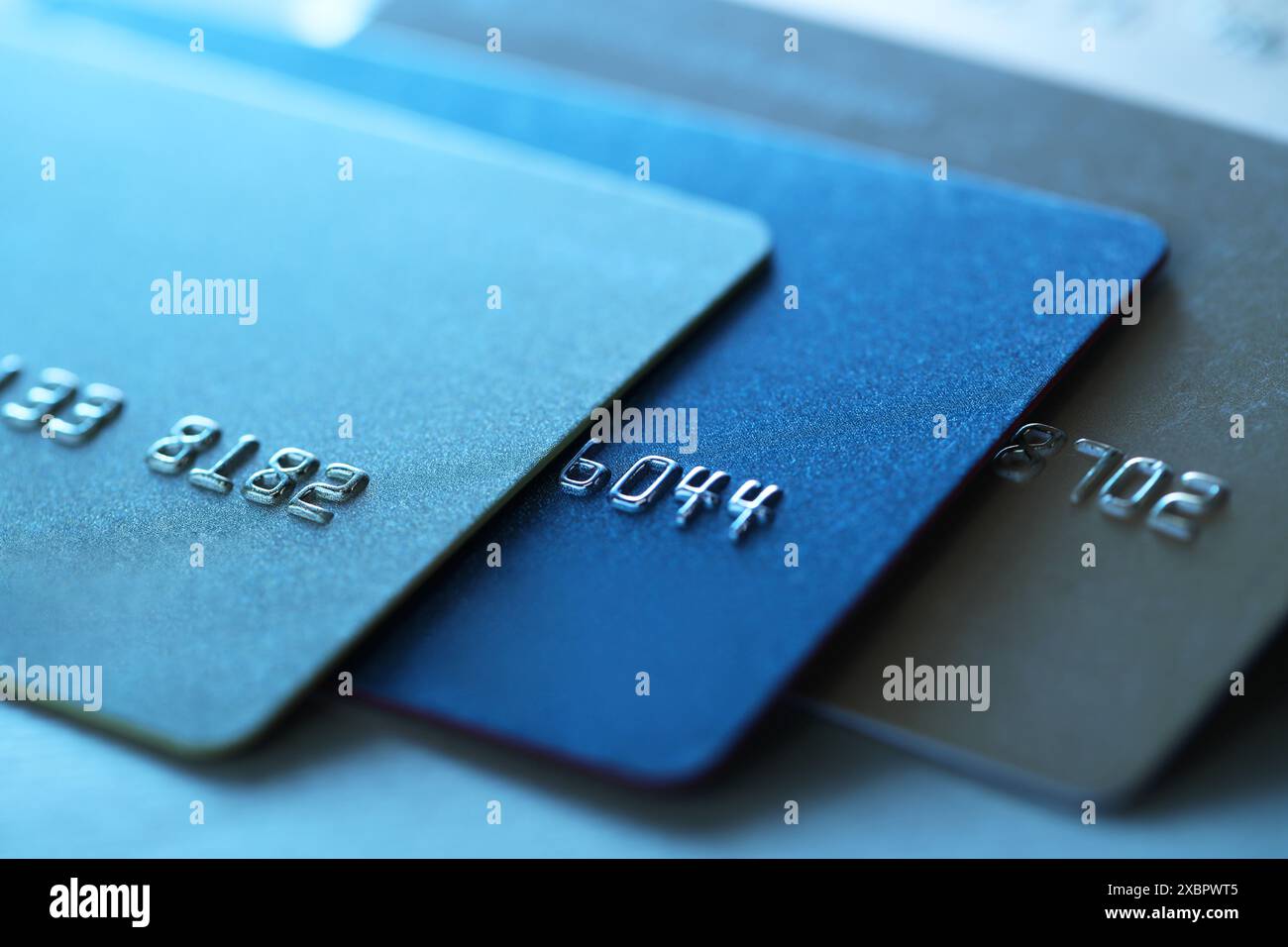 Many credit cards on table, closeup view Stock Photo - Alamy