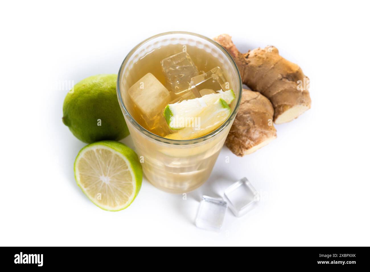 Fresh ginger ale drink isolated on white background Stock Photo - Alamy