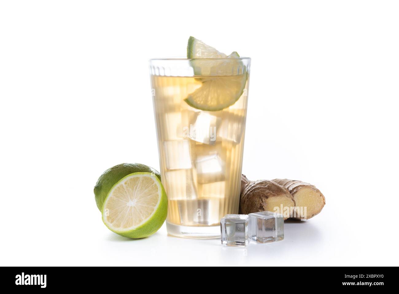 Fresh ginger ale drink isolated on white background Stock Photo - Alamy